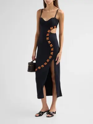 PatBO Delya Stone Knit Midi Dress