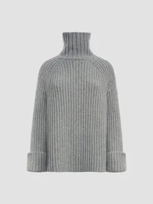 Malo Rib-knit Cashmere Raglan Turtleneck Sweater - Cemento