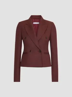 Max Mara Denim Effect Wool Double Breasted Jacket