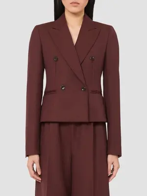 Max Mara Denim Effect Wool Double Breasted Jacket