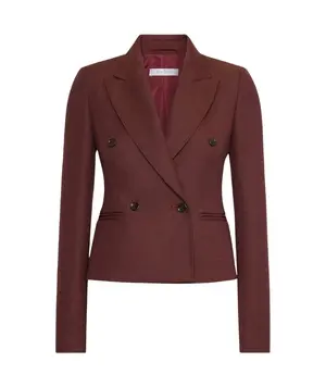 Max Mara Denim Effect Wool Double Breasted Jacket - Rust