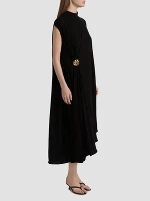Bottega Veneta Abstract Face Crêpe Midi-dress