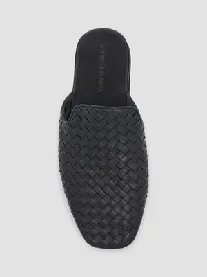 Bottega Veneta Palazzo Intrecciato Leather Mules - Black