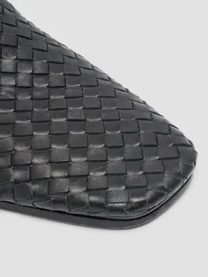 Bottega Veneta Palazzo Intrecciato Leather Mules - Black