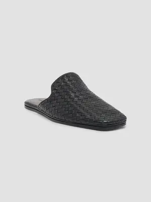 Bottega Veneta Palazzo Intrecciato Leather Mules - Black