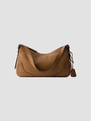 Prada Aimèe Large Leather Shoulder Bag - Brown