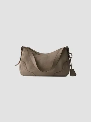 Prada Aimèe Large Leather Shoulder Bag - Grey