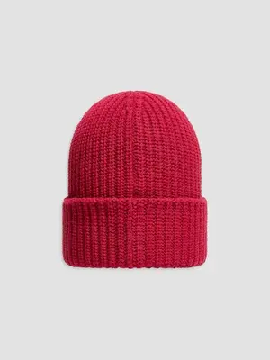 Moncler Beanie Hat In Wool & Cashmere Blend - Red