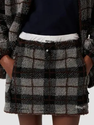 Miu Miu Checked Teddy Miniskirt