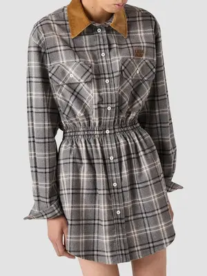 Miu Miu Flannel Mini Dress - Grey