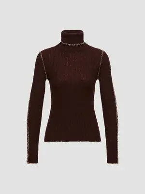 Moncler Turtleneck Sweater In Cotton - Brown