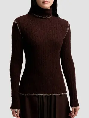 Moncler Turtleneck Sweater In Cotton - Brown