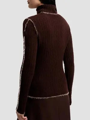 Moncler Turtleneck Sweater In Cotton - Brown
