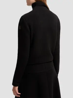 Moncler Padded Cardigan In Wool Blend - Black