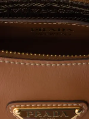 Prada Arqué Mini Leather Shoulder Bag - Brown