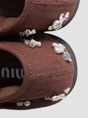 Miu Miu Embroidered Drill Ballerinas - Brown