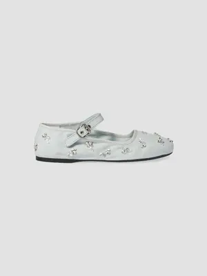 Miu Miu Embroidered Drill Ballerinas - Green