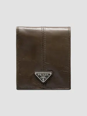 Prada Leather Wallet With Coin Purse - Brown