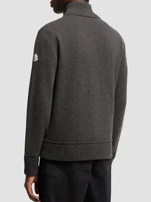 Moncler Cardigan In Cashmere And Wool