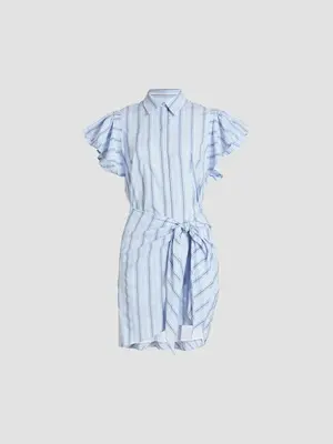 Cinq À Sept Charmine Striped Mini Shirtdress - Blue Multi