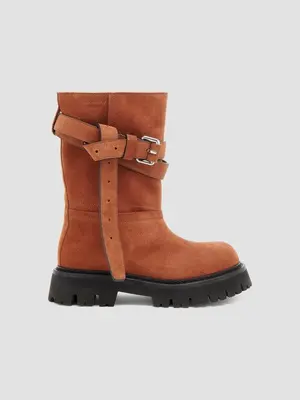 Moschino Tie Me 40mm Suede Ankle Boots