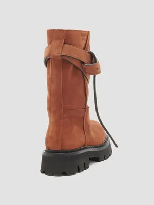 Moschino Tie Me 40mm Suede Ankle Boots