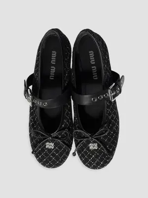 Miu Miu Wool Ballerinas - Black