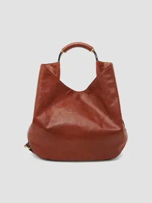 Moschino Handle Me Leather Hobo Bag