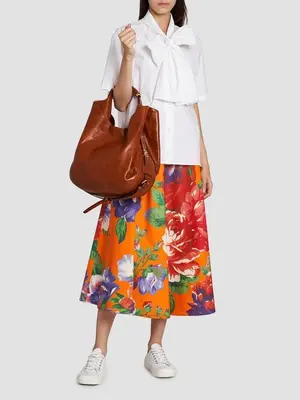 Moschino Handle Me Leather Hobo Bag
