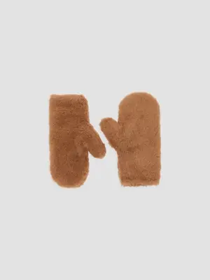 Max Mara Teddy Fabric Mittens - Camel