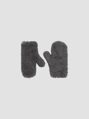 Max Mara Mittens In Wool And Alpaca Teddy Fabric - Medium Grey