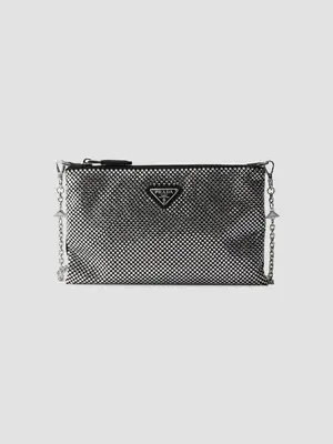 Prada Mini Crystal-studded Shoulder Bag - Black