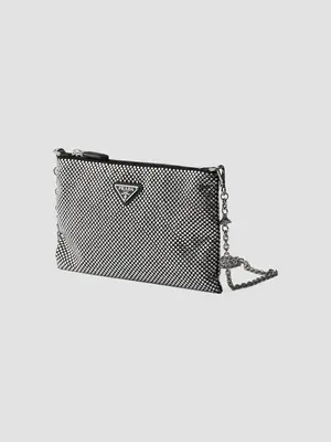 Prada Mini Crystal-studded Shoulder Bag - Black