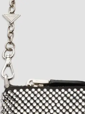 Prada Mini Crystal-studded Shoulder Bag - Black