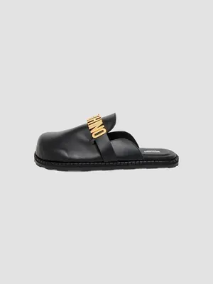 Moschino Logo Leather Mules