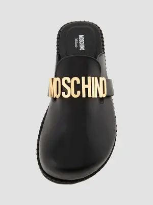 Moschino Logo Leather Mules