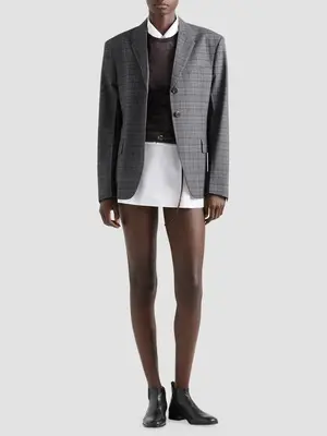 Prada Single-breasted Prince Of Wales Checked Wool Jacket