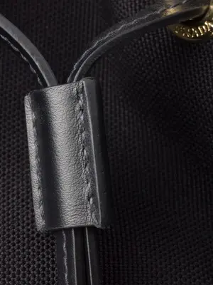 Prada Wicker And Canvas Bucket Bag - Black