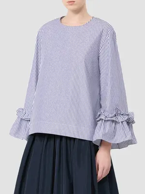 Max Mara Poplin Blouse With Ruffles And Flounces