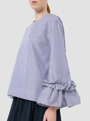 Max Mara Poplin Blouse With Ruffles And Flounces