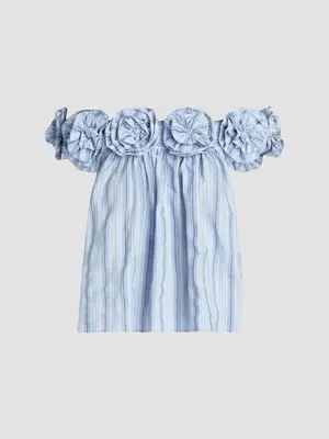 Cinq À Sept Kelsey Off-the-shoulder Striped Top - Blue Multi