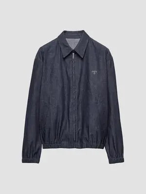 Prada Chambray Denim Blouson Zipper Jacket