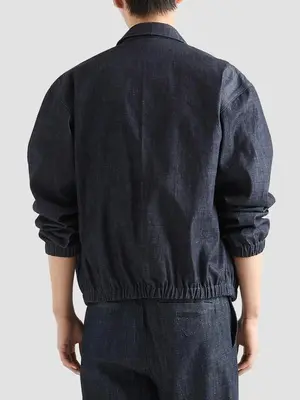 Prada Chambray Denim Blouson Zipper Jacket