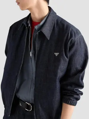 Prada Chambray Denim Blouson Zipper Jacket