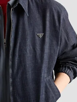 Prada Chambray Denim Blouson Zipper Jacket