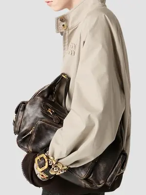 Miu Miu Reversible Houndstooth Check And Panama Cotton Blouson Jacket
