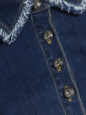 Cinq À Sept Dany Bicolor Fringe Denim Minidress