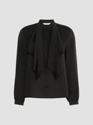 Max Mara Ruffled Silk Charmeuse Shirt