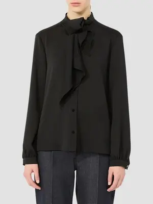 Max Mara Ruffled Silk Charmeuse Shirt