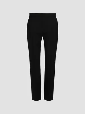 Max Mara Slim Double Woollen Cloth Trousers - Black